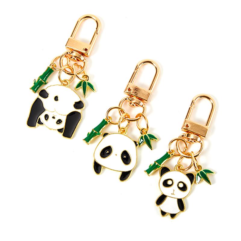 1PC Cartoon Panda Keychains With Green Bamboo Keyring Jewelry Ackpack ...