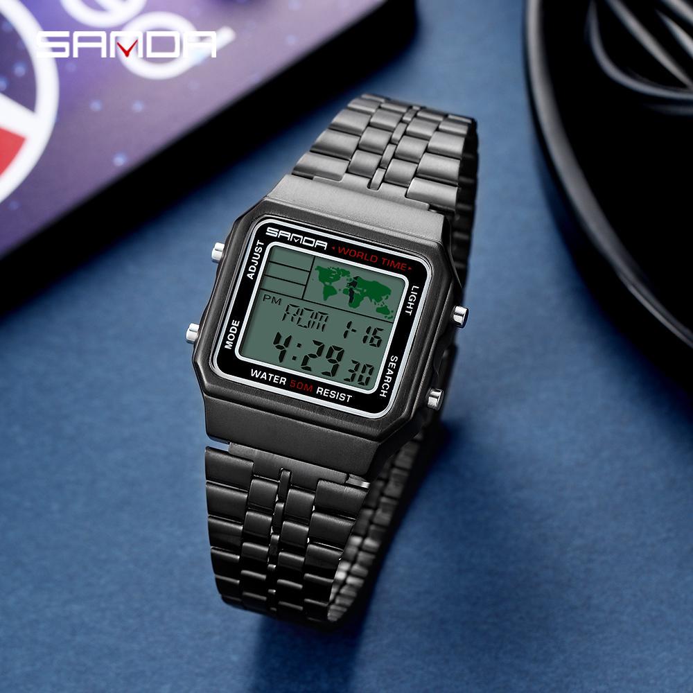 Buy 2021 SANDA Rose Gold Men's Watches Top Brand Luxury LED Digital ...