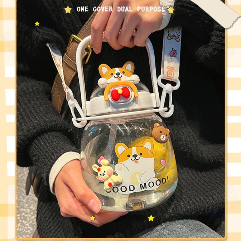 Cheap Large-capacity Straw Water Cup Girls Convenient and Cute Student Water Bottle High-value ...