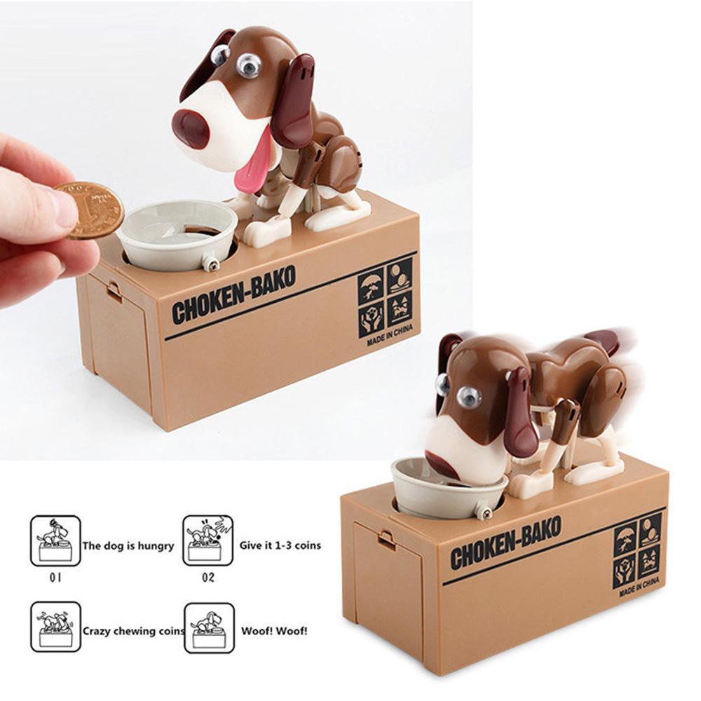 1pc Dog Money Saving Box Robotic Dogs Bank For Coin Brown+White Durable ...