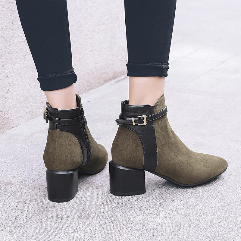 Buy Martin Boots Matte Leather Boots Thick with High Heel Boots Thick ...