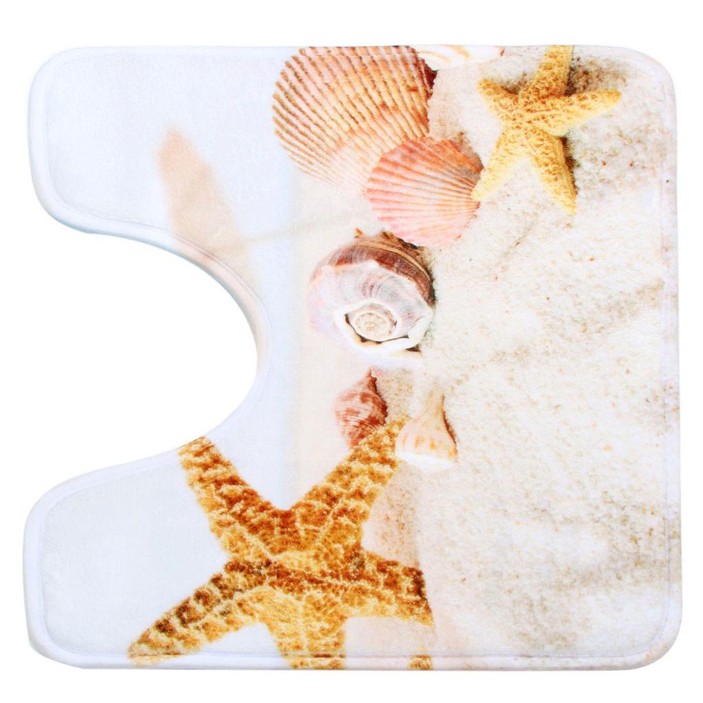 Buy 2PCS Shell-Starfish Seascape Bath Mat Bath Curtain Set Toilet Floor ...