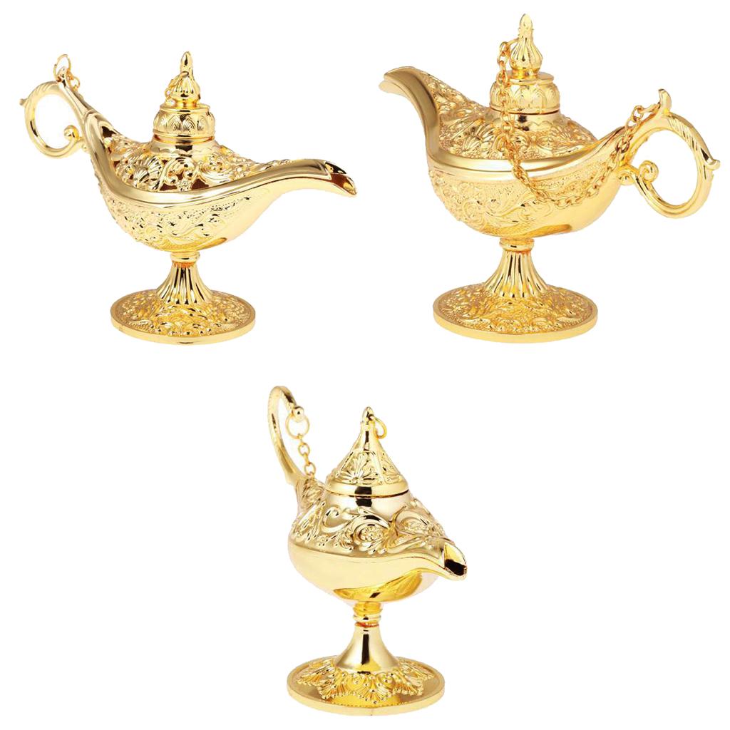3 Pieces Vintage Craved Flower Magic Panto Arabian Light Genie Lamp Box ...