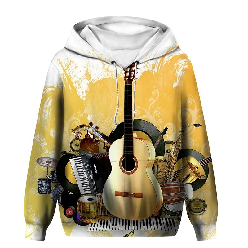 Teenager's 3d Musical Instruments Printed Loose Sport Hoodie Kid's ...