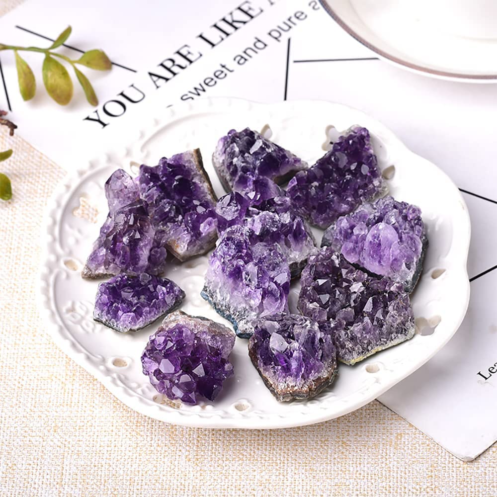 Buy Natural Amethyst Cluster Healing Crystal Stones Rock Cluster Druzy ...