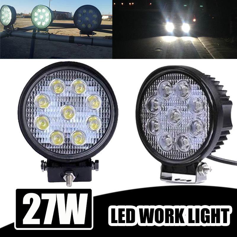 27W Round Led Work Light Flood Beam Offroad Car Driving Fog Lamp 5D ...