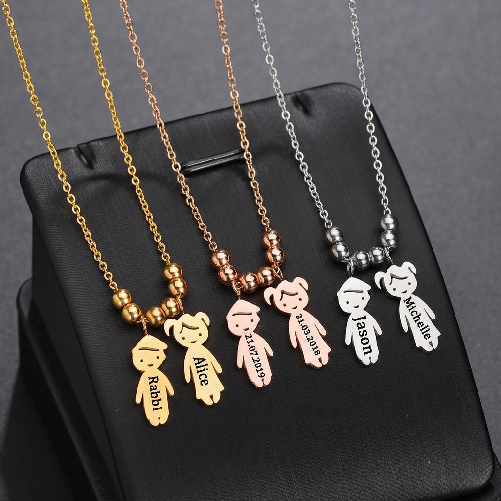 💰Kjøp New Custom Name Boy Girl Pendant Necklace Stainless Steel ...