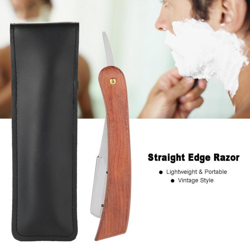 Buy Classic Wood Grain Barber Shaver Straight Edge Razor Folding ...