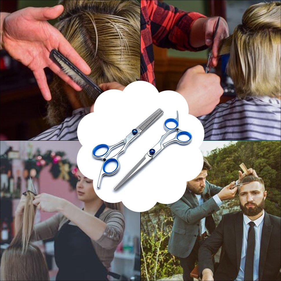 6 Inch Flat Scissors Thinning Scissors Barber Tool FT L Set Stainless ...