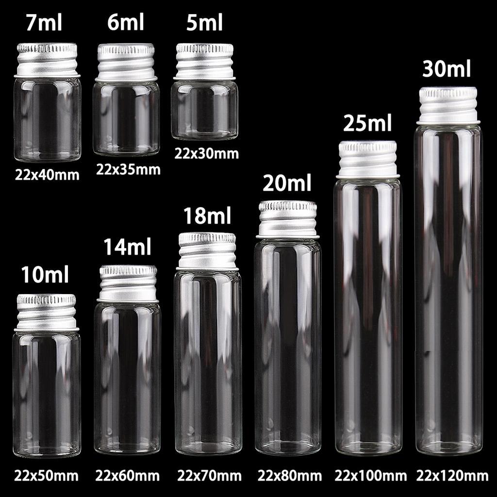 Compre 10 pieces 5ml/6ml/7ml/10ml/14ml/18ml/20ml/25ml/30ml Glass Bottles with Aluminium Lids ...