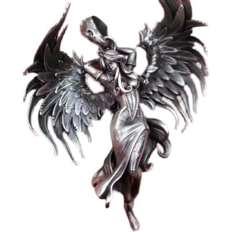 Buy Papas Evil Spirit Angel Necklace Vintage Silver Jewelry Angel Wings ...