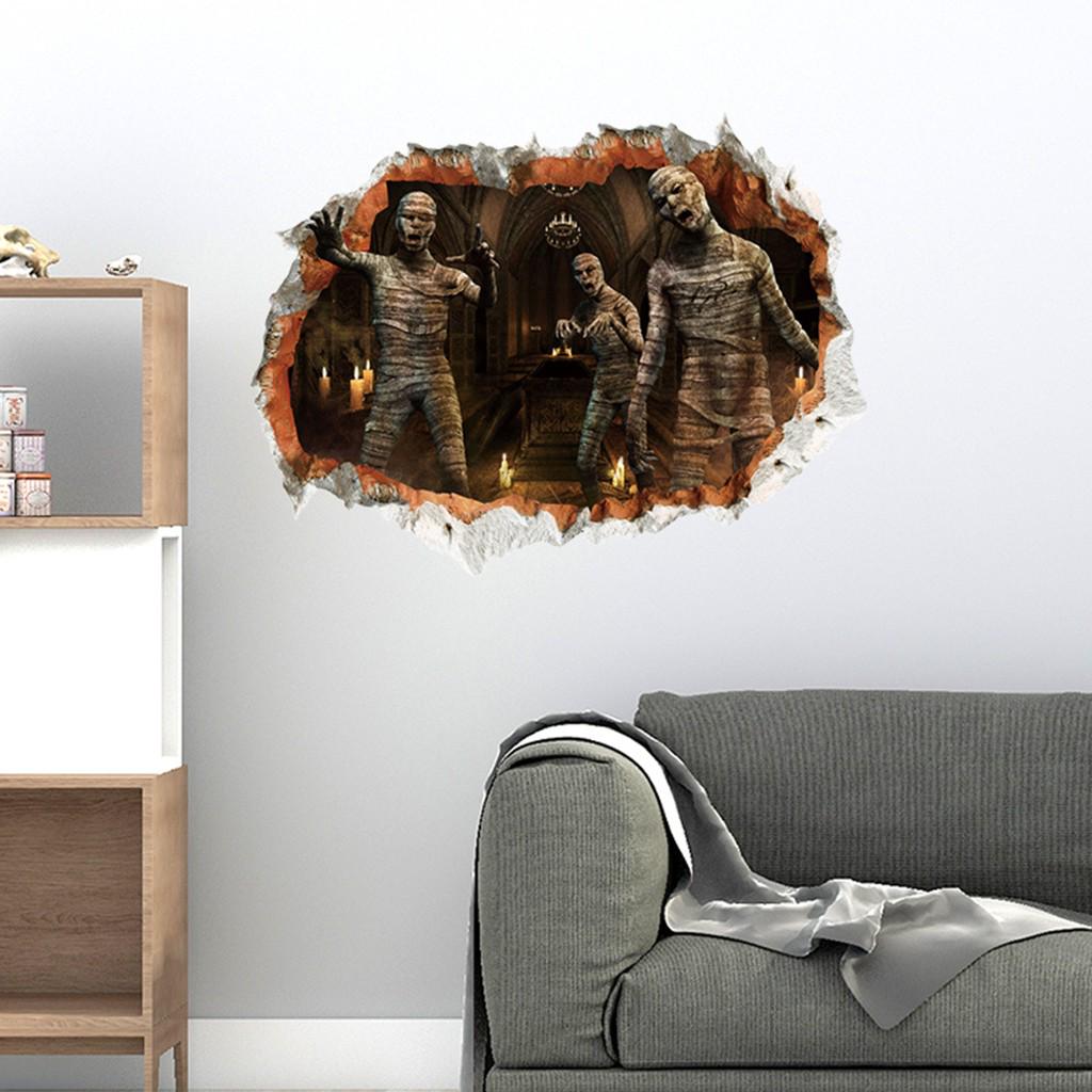 PENDANTS Halloween 3D Ghost Scary Wall Stickers Removable Art Mural ...