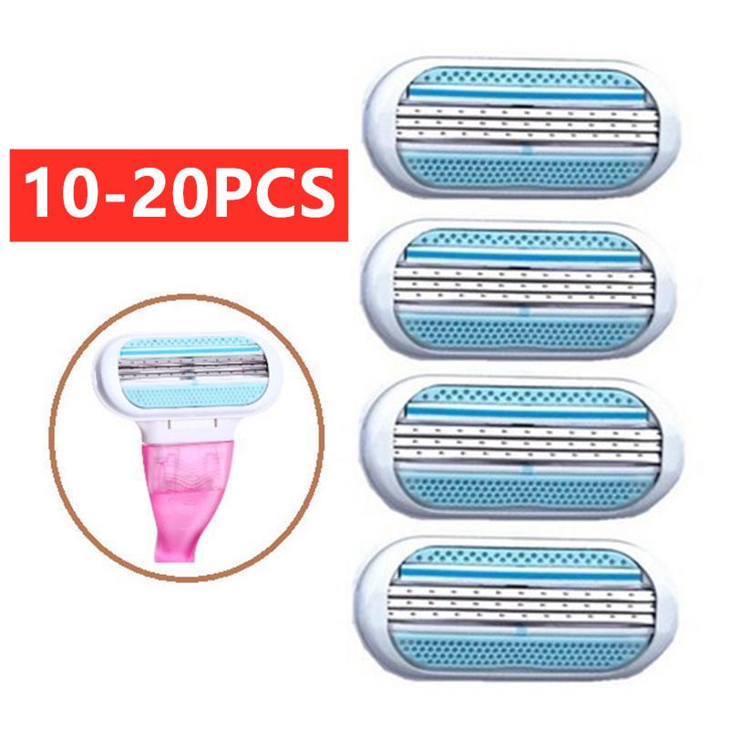 Buy 10-20PCS Female Shaving Straight Manual Beauty Tools Three Layer ...