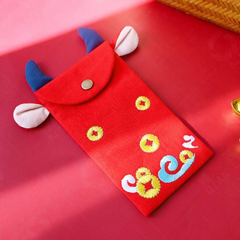 Embroidered Bull-shaped Red Envelope New Year Red Envelope Fabric Red ...