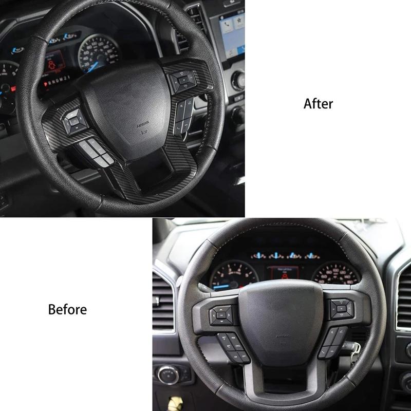 Buy for 2015-2020 Ford F150 Car Carbon Fiber Steering Wheel Cover Trim ...