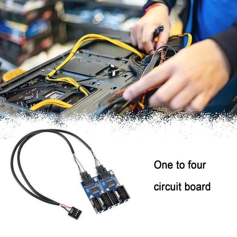 Płyta główna YHT 9 Pin USB Header Splitter męski 1 do 4 żeński ...