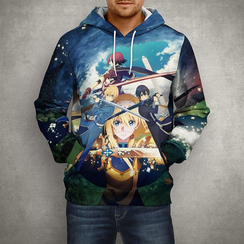 Buy 3D Print Sword Art Online Cartoon Anime Men Hoodies Clothing Cool ...