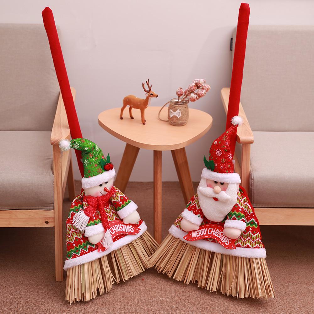 Xmas Festival New Year Supplies Santa Broom Set Cover Decoration uygun ...