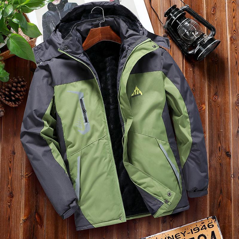 Buy Winter Outdoor Jacket Men's Warm Cotton Coat Plus Velvet Thickened ...