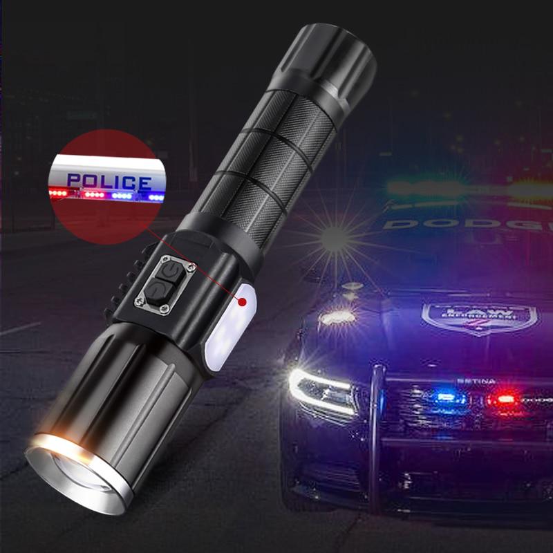 USB Zoom Tactical18650 Polis El Feneri COB LED Meşale El Feneri uygun ...