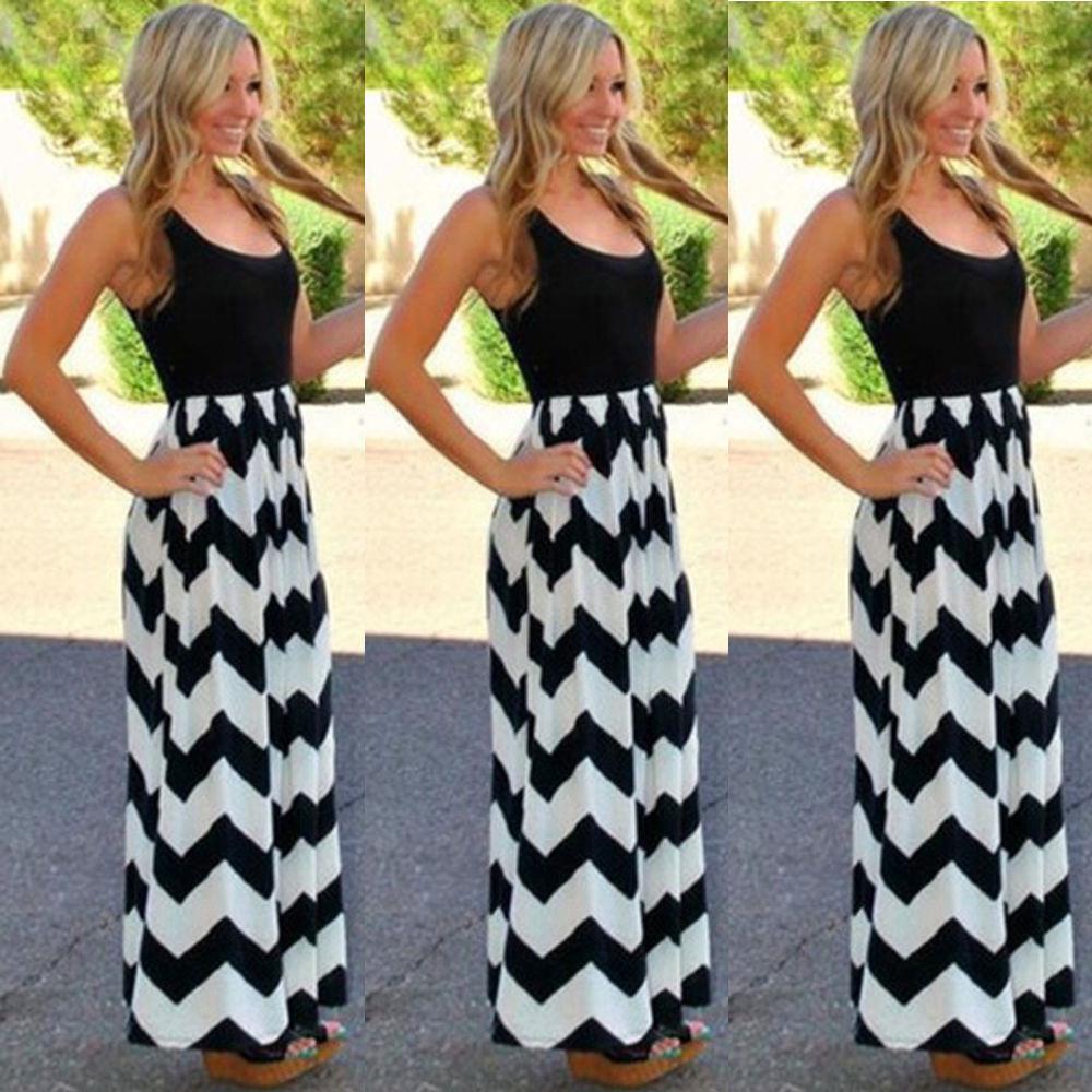 Buy Womens Summer Sundrss Long Beach Maxi Striped Dress at affordable ...