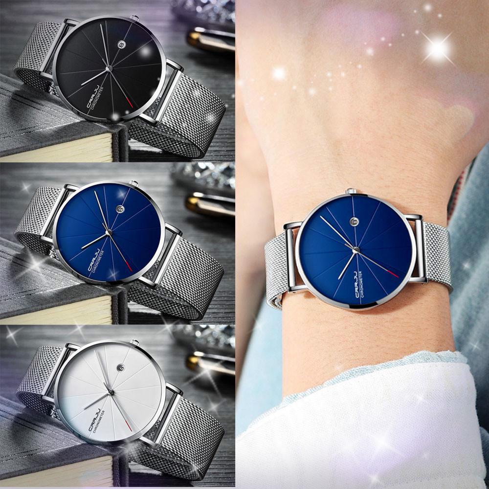 Buy Men Ultra thin Mesh Strap Watch Casual Waterproof Calendar Quartz ...