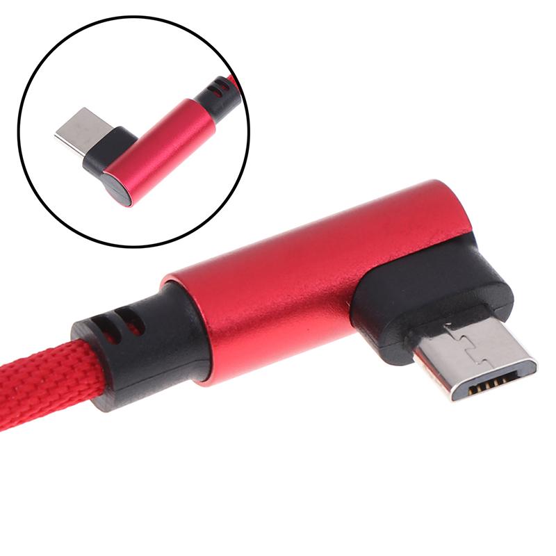 Buy 1Pc Braid 90 Degree Right Angle Fabric Type-C/Micro USB Fast Data ...
