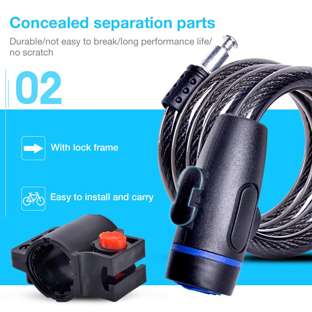 💰Köp billigt online 1.2m Steel Cable Lock Bicycle Road Mountain Bike ...