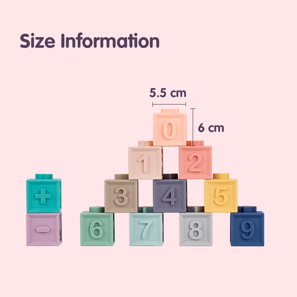 Buy 6/12 Pcs Baby Grasp Toy Rubber Building Blocks 3D Soft Squeeze Kids ...