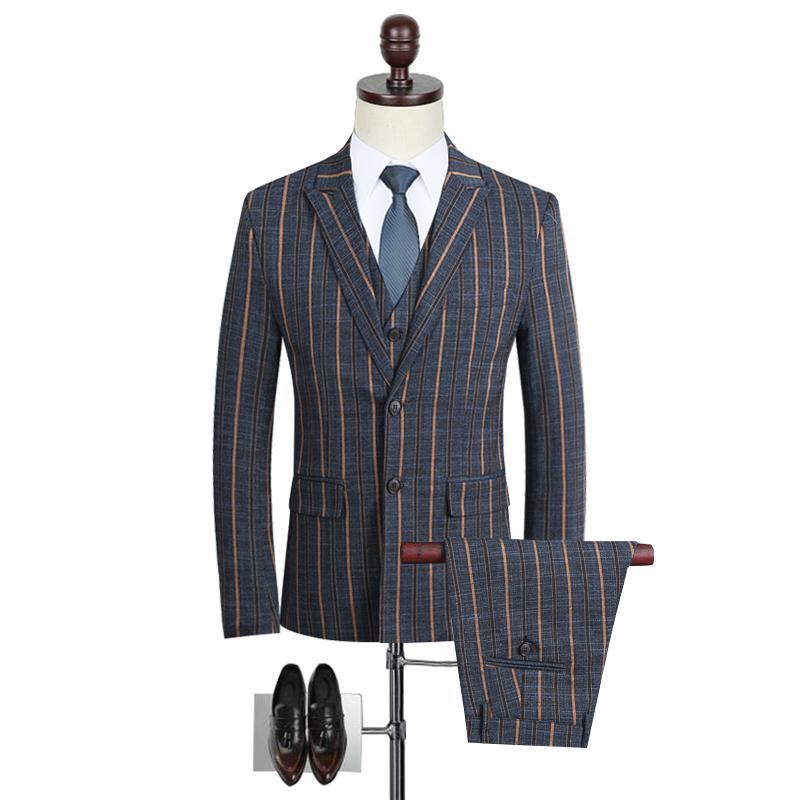 Fashion Mens Business Wedding Formal Back Split Suit Set Printed ...