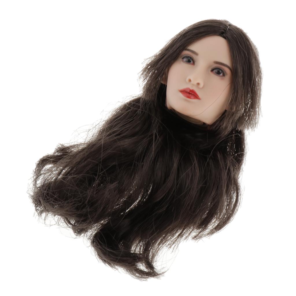 1/6 Scale Female Figure Head Sculpt Beauty Charming Girl Doll Brown ...
