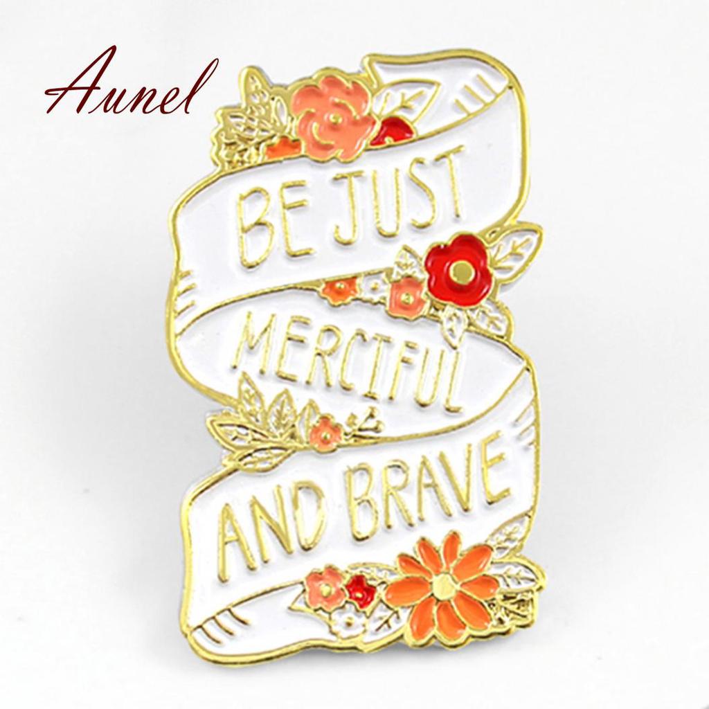 English Letter Be Just Merciful And Brave Badge Collar Brooch Pin ...