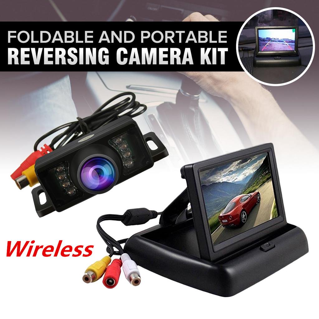 Buy Car Foldable LCD 4.3 Inch Monitor Wireless IR Rear View Parking ...