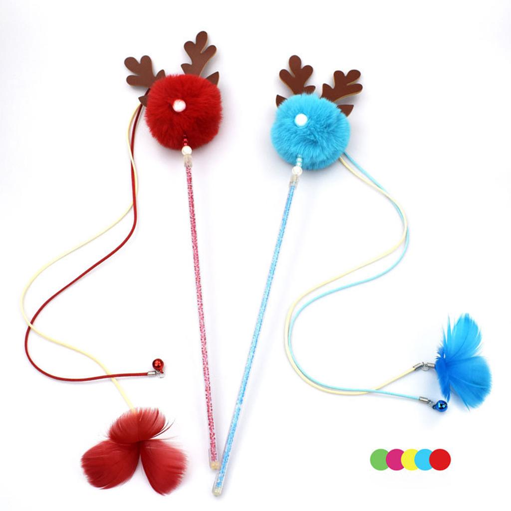 Kaufe Cat Interactive Stick With Balls Bells Feather Wand For Cat ...