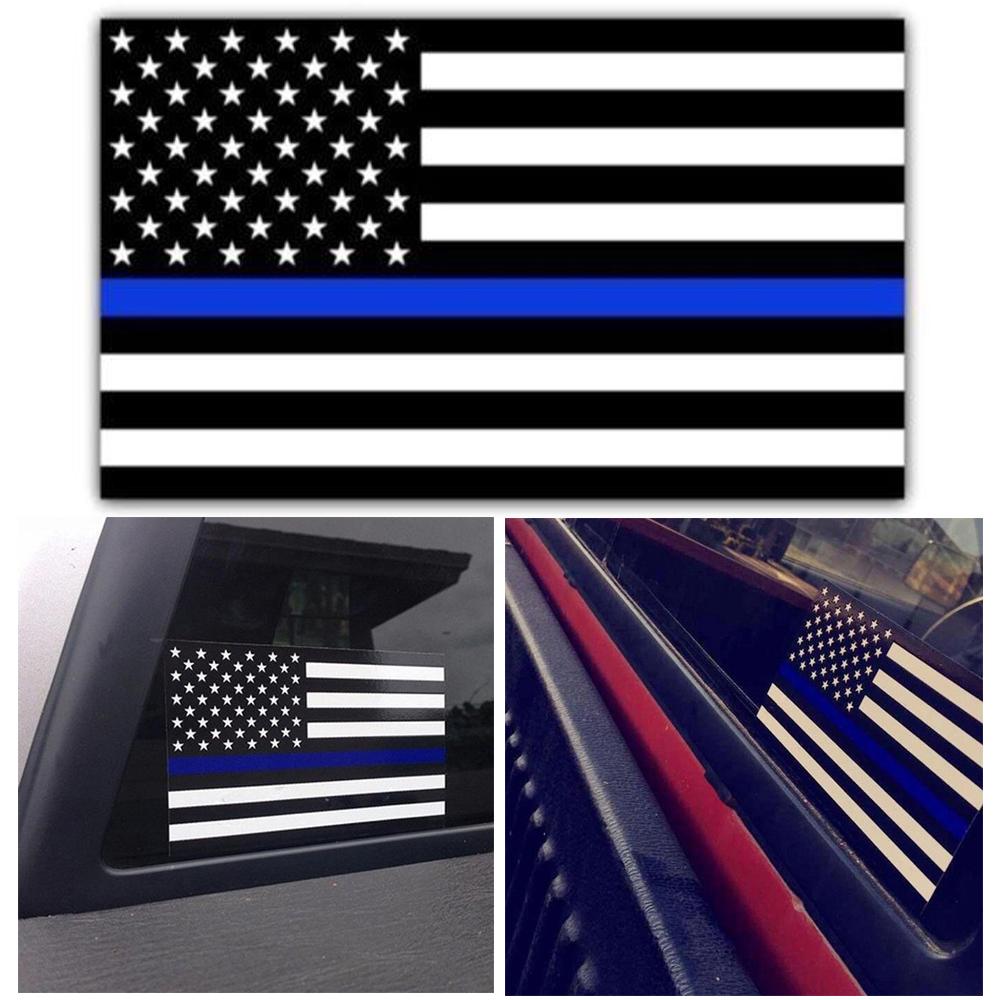 Blue Line Officer Waterproof Police Car Sticker American Flag Window ...