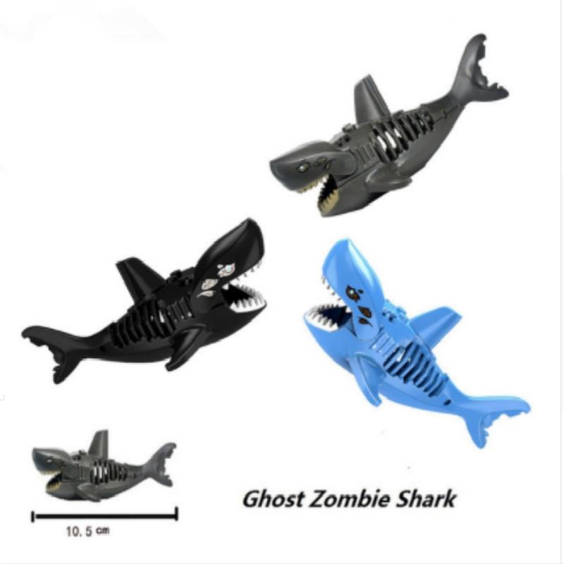 Buy 3 Colors Ghost Zombie Shark Action Bricks Single Sale Pirates of ...