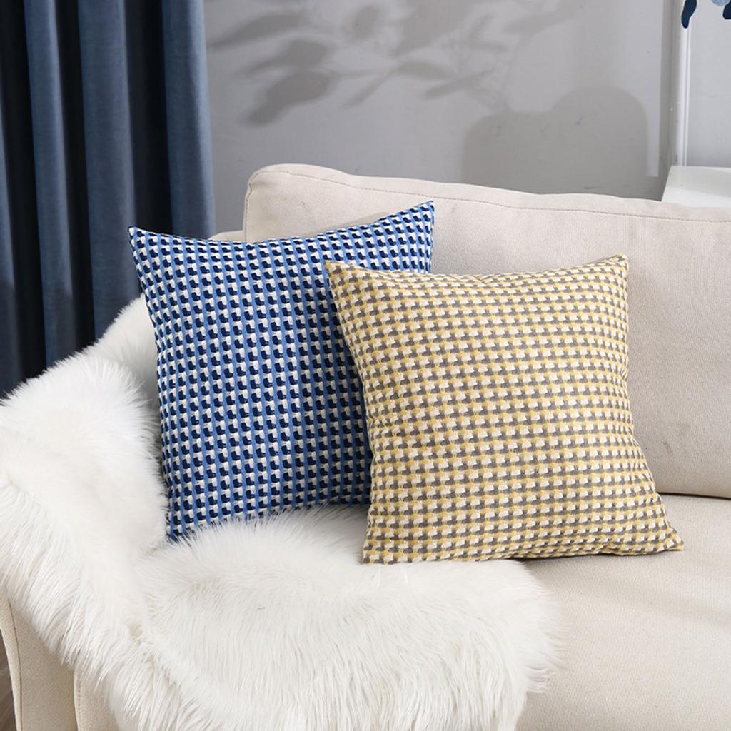 Buy Simple Plaid Polyester Pillow Cover 45x45cm Pillows Case Cushion ...