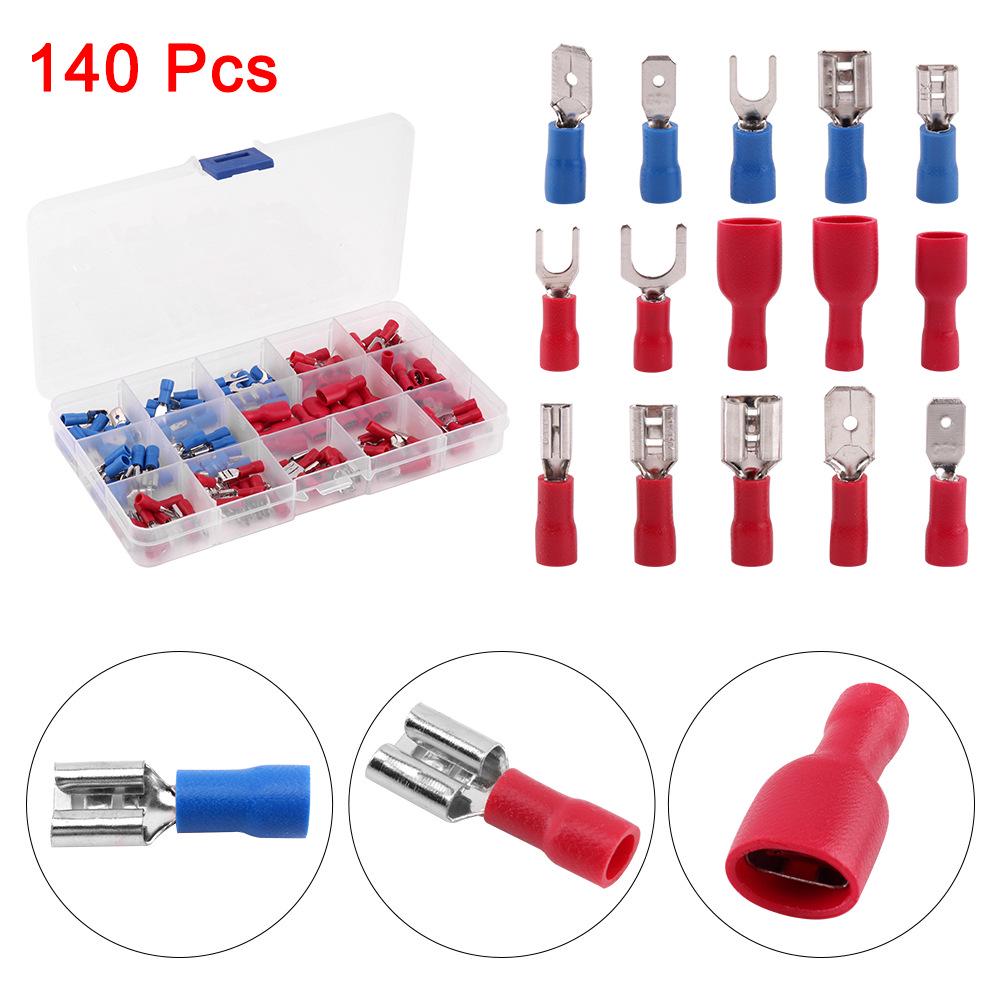 140pcs Assorted Full Insulated Fork U-type Set Terminals Connectors ...