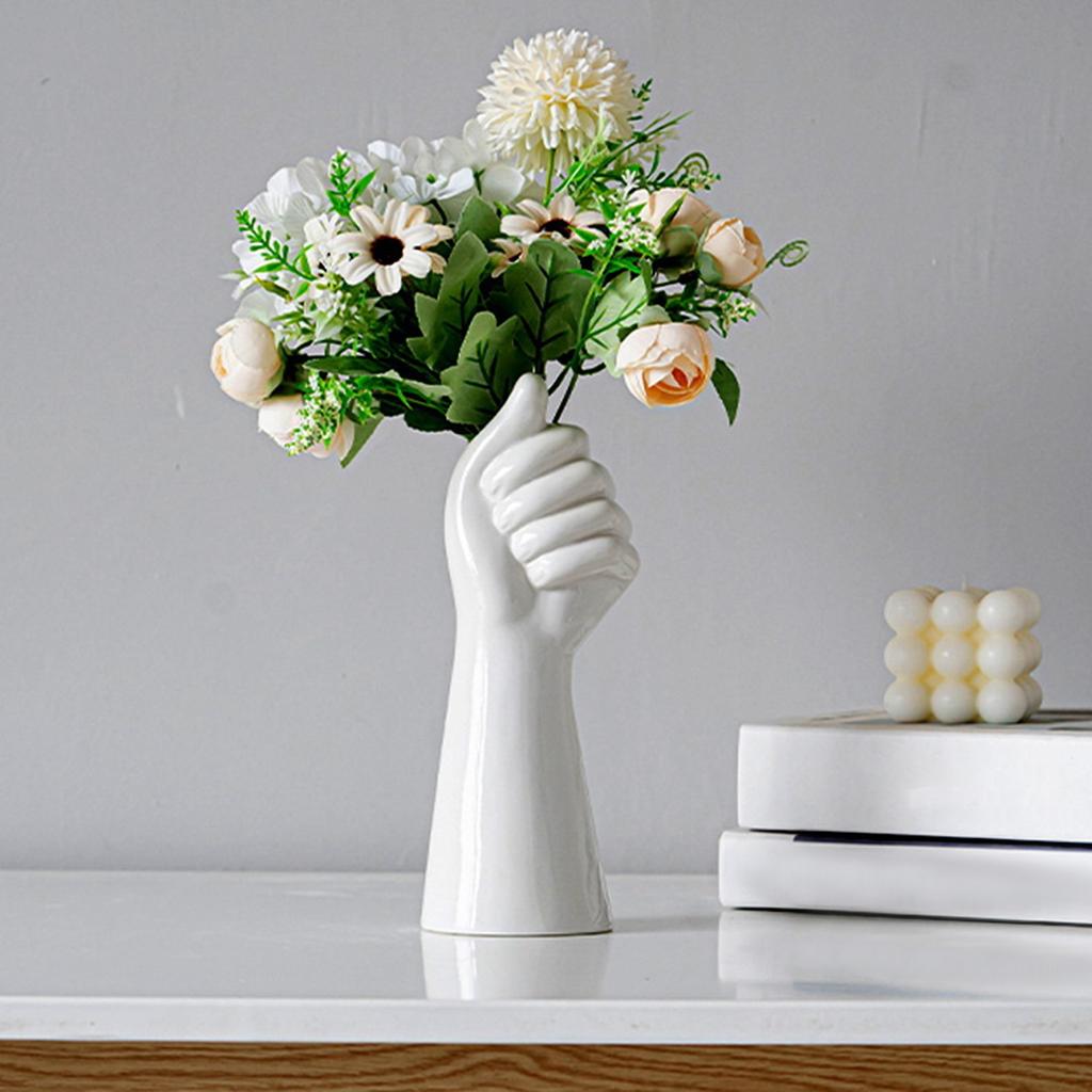 Buy Ceramics Vase Nordic Style Hand Vase Flowers Modern White at ...
