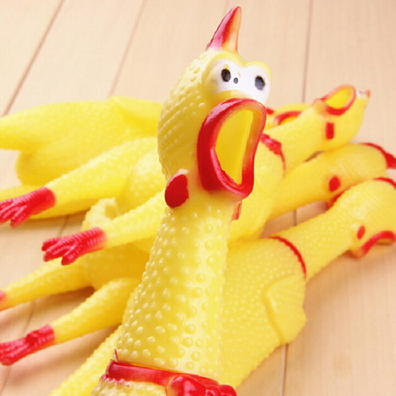 Buy 17CM Yellow Screaming Rubber Chicken Pet Dog Toy Squeak Squeaker ...