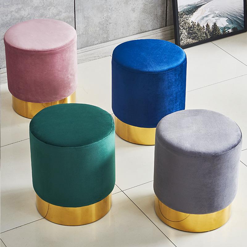 Buy Hong Kong Style Sofa Stool Light Luxury Stainless Steel Velvet ...