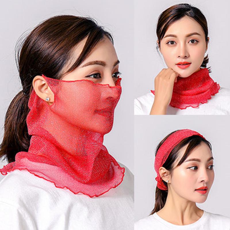Buy 1PC Sun Proof Scarf Reusable Chiffon Face Mask Hanging Ear ...