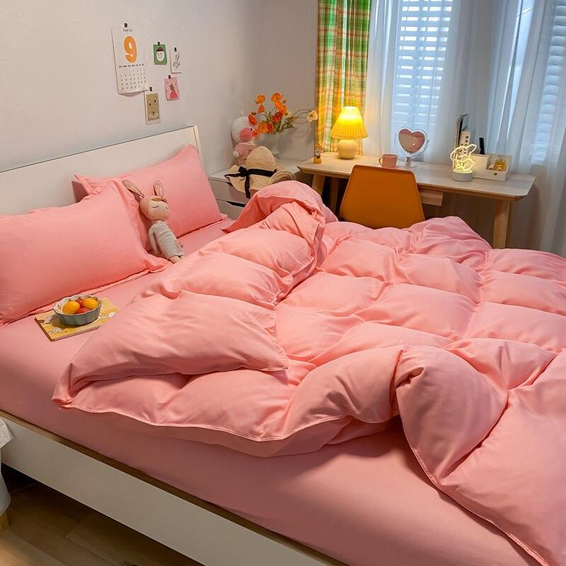 Cheap Solid Bedding Set Soft Flat Sheets Duvet Quilt Cover Pillowcase ...