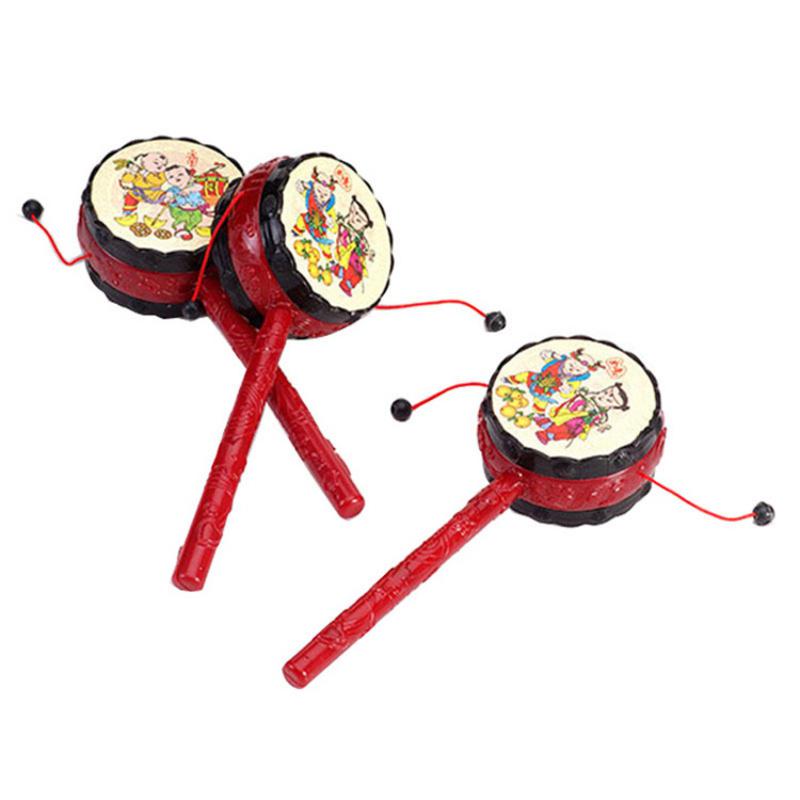 Buy Baby Kids Cartoon Plastic Chinese Traditional Rattle Drum Spin Fun ...
