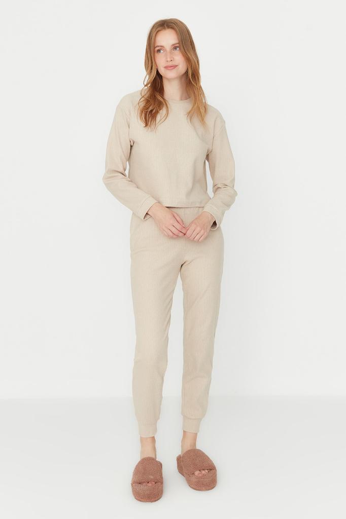 Beige Soft Fabric Knitted Pajamas Set THMAW21PT0696 kup niedrogo — cena ...