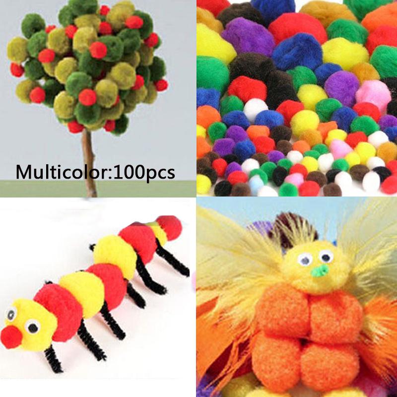 Buy Mixed DIY Assorted Pom Pom Ball Children Soft Fluffy 10-30mm 100PCS ...