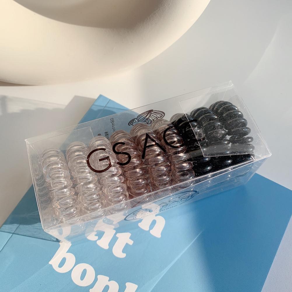 Buy 9 Pcs Telephone Wire Head Rope Hair Ring Gradient Color Small Fresh ...