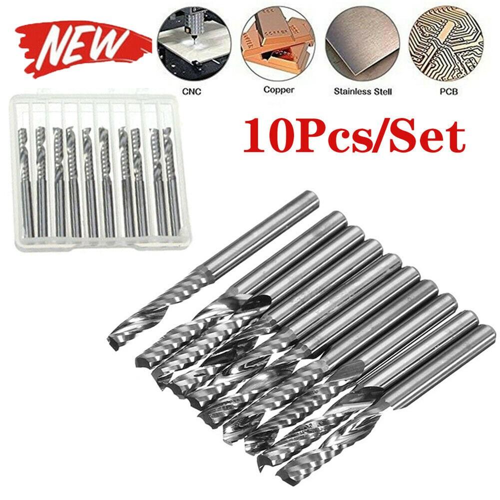 Cheap 10 Pcs/Set Carbide Flat End Mill CNC Router Bits Single Flute ...
