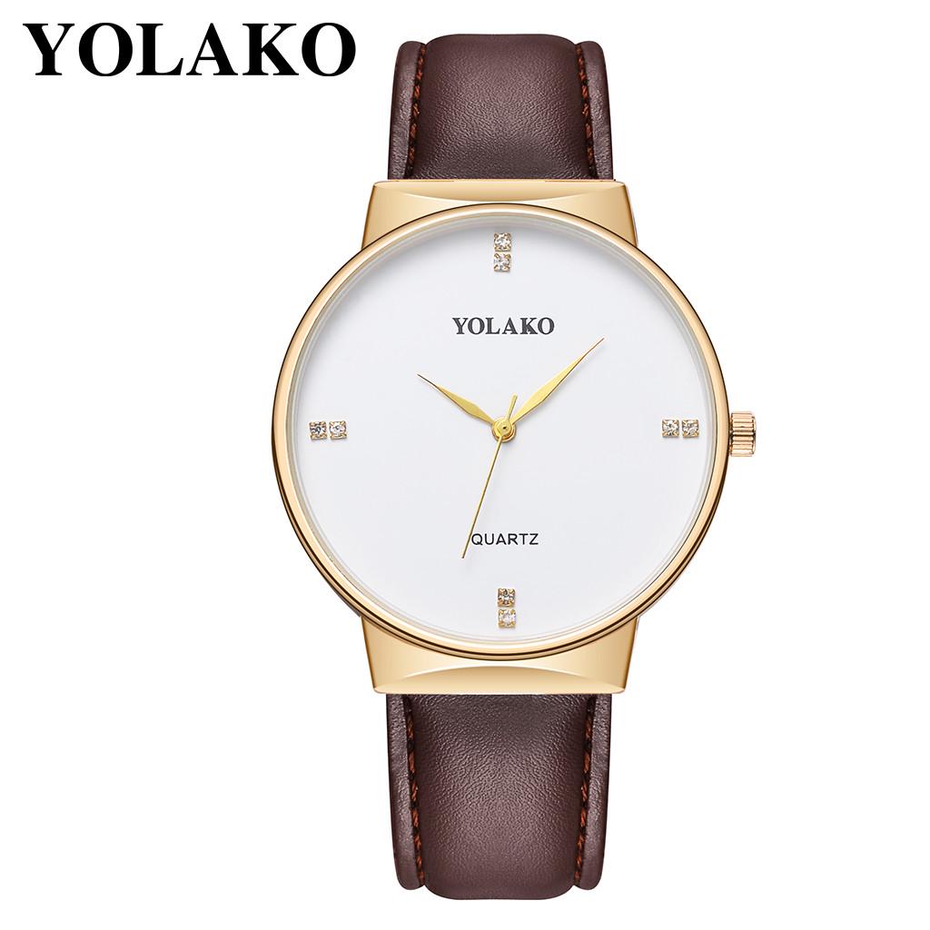 Buy YOLAKO Men's Casual Quartz Leather Band Newv Strap Watch Analog ...