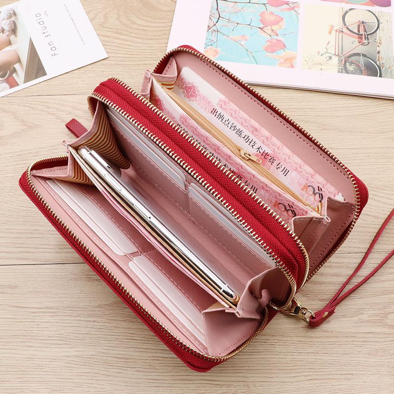 Buy Double Zipper Women Long Wallets Pu Leather Phone Clutch Bags ...
